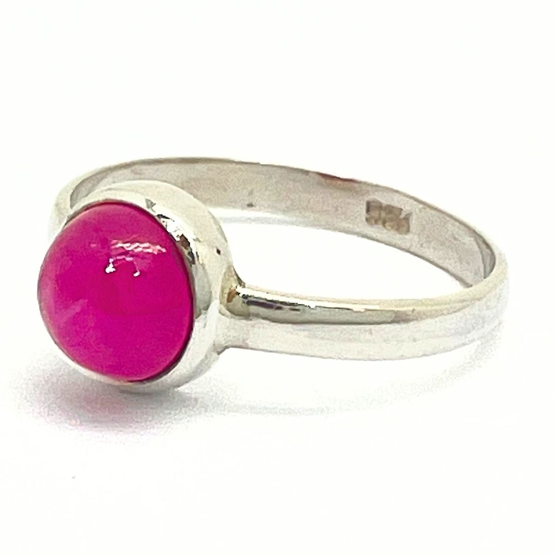 Rubin rund sten silverring slät design – Kristallrummet